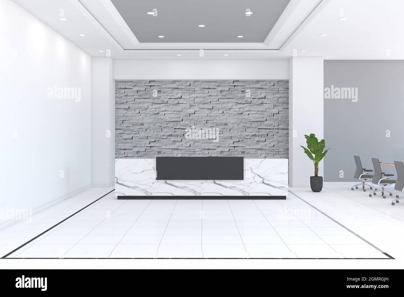 3D rendering of a modern office reception interior Stock Photo - Alamy