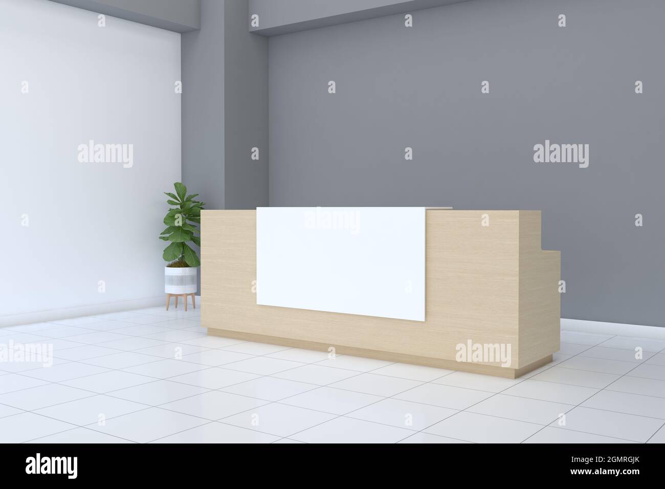 3D rendering of a modern office reception interior Stock Photo - Alamy