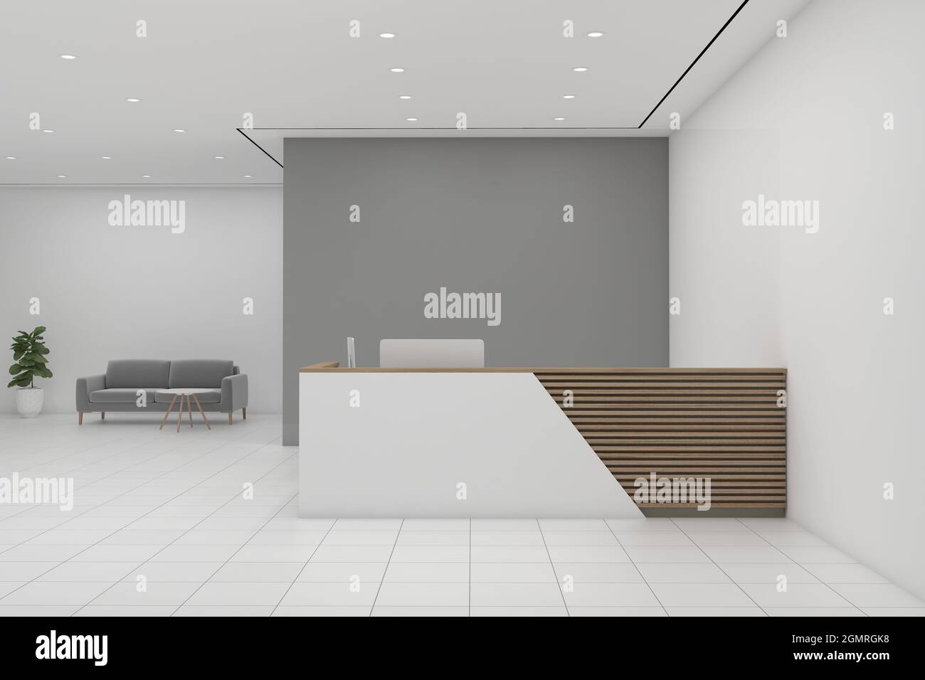 3D rendering of a modern office reception interior Stock Photo - Alamy