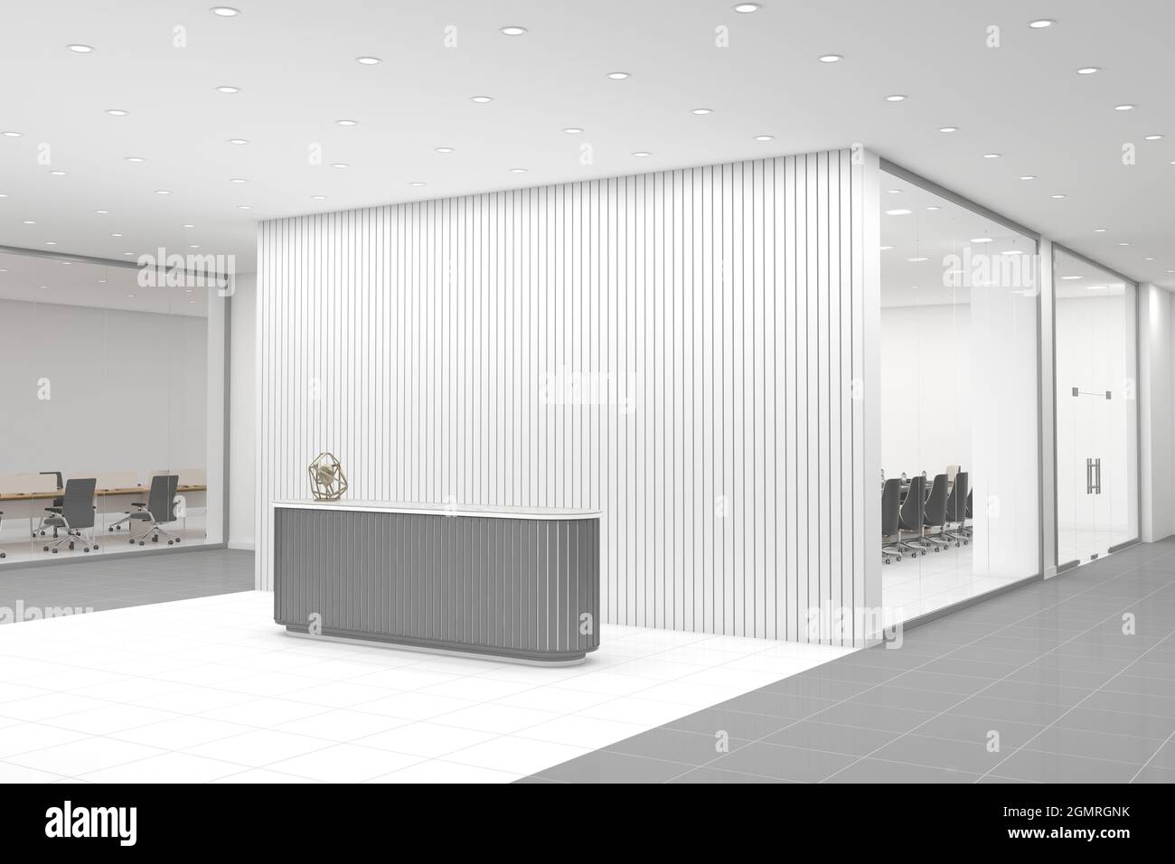 3D rendering of a modern office reception interior Stock Photo - Alamy