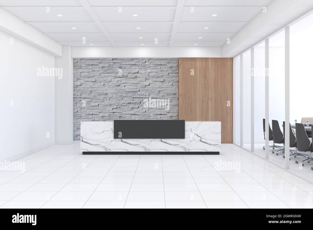 3D rendering of a modern office reception interior Stock Photo - Alamy