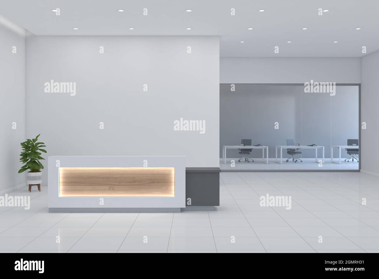 3D rendering of a modern office reception interior Stock Photo - Alamy
