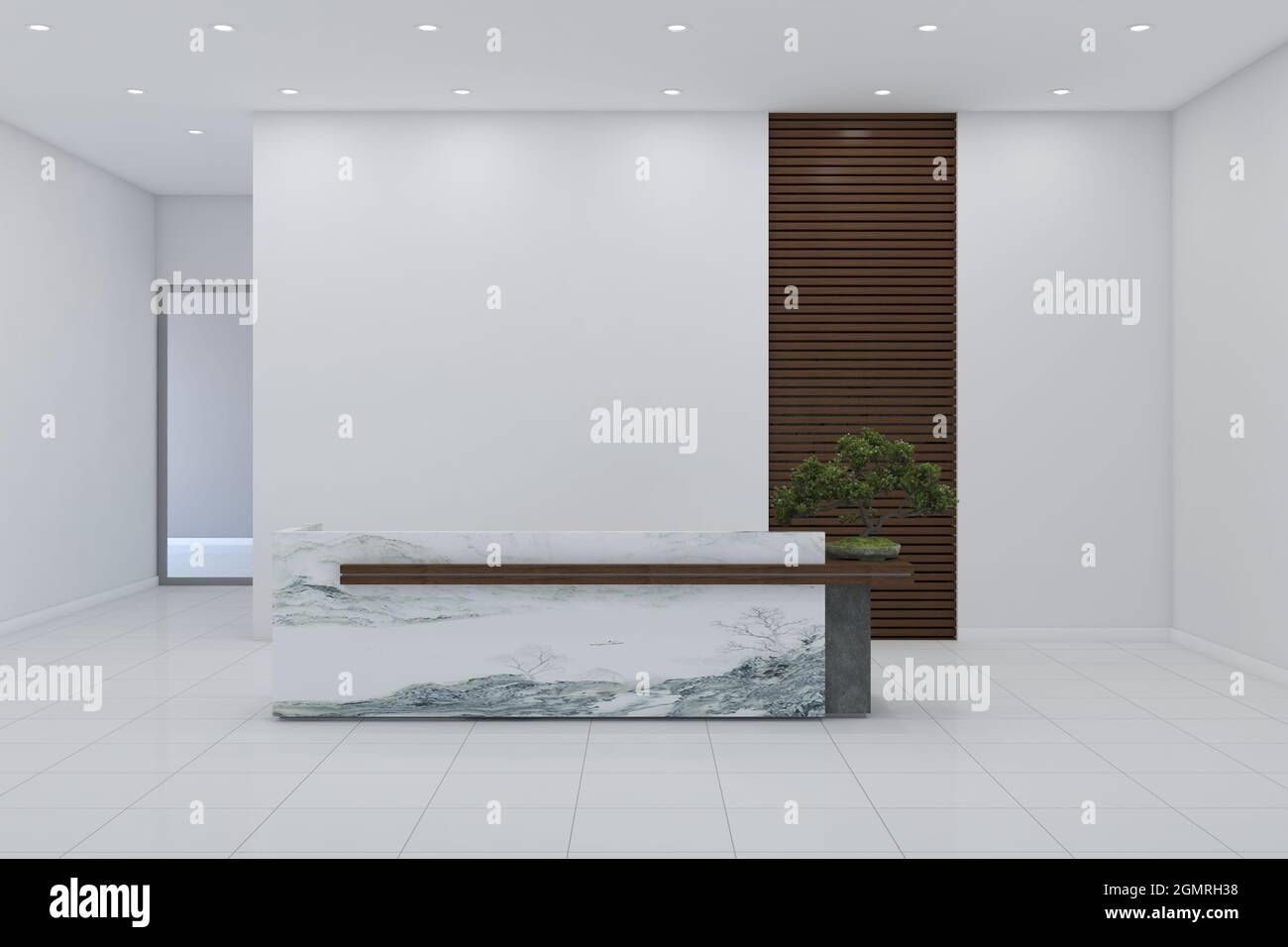 3D rendering of a modern office reception interior Stock Photo - Alamy