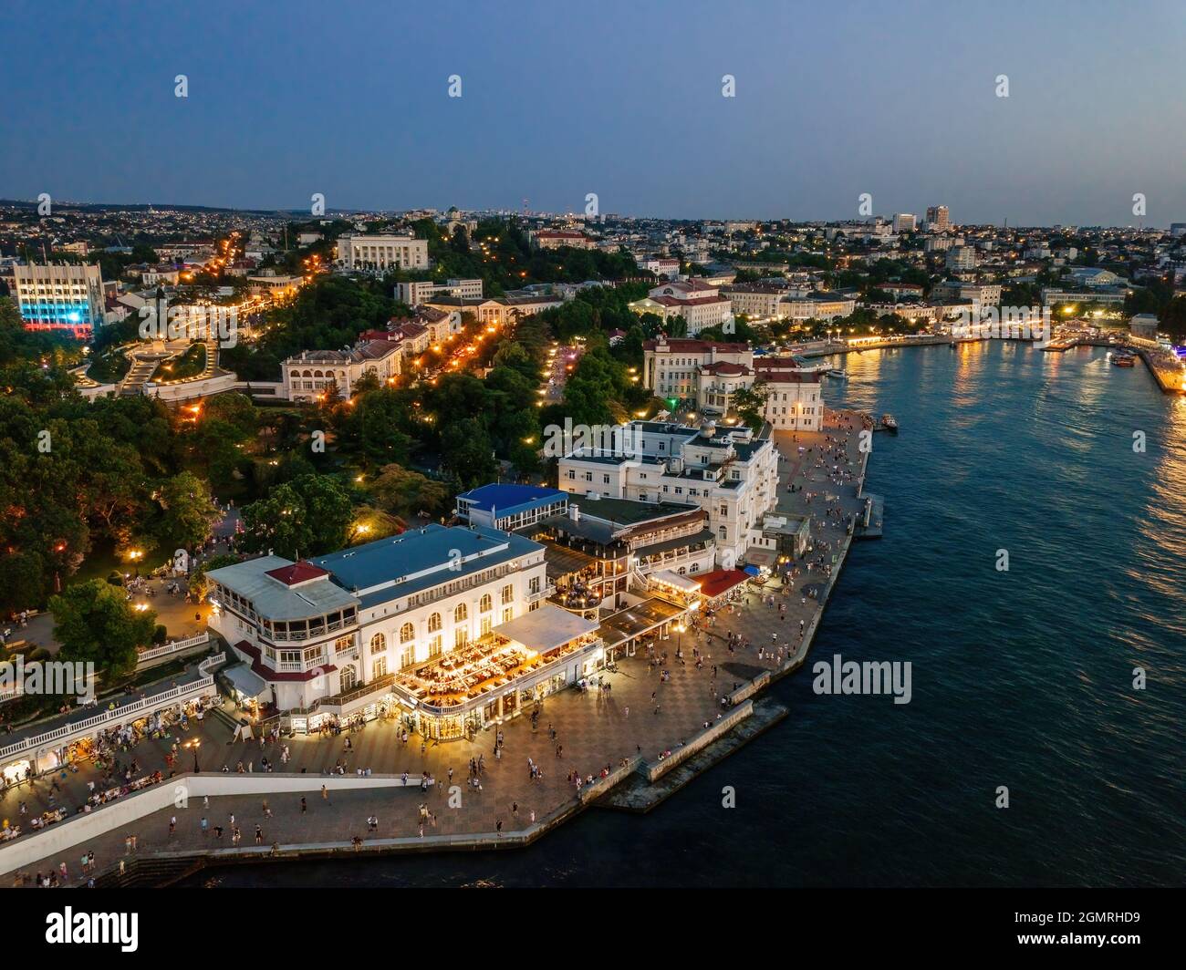 Evening Sevastopol panorama, aerial view of the Sevastopol bay and ...
