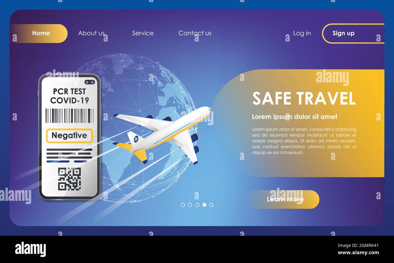 PCR negative COVID-19 test web banner and mobile app kit. Safe travel ...