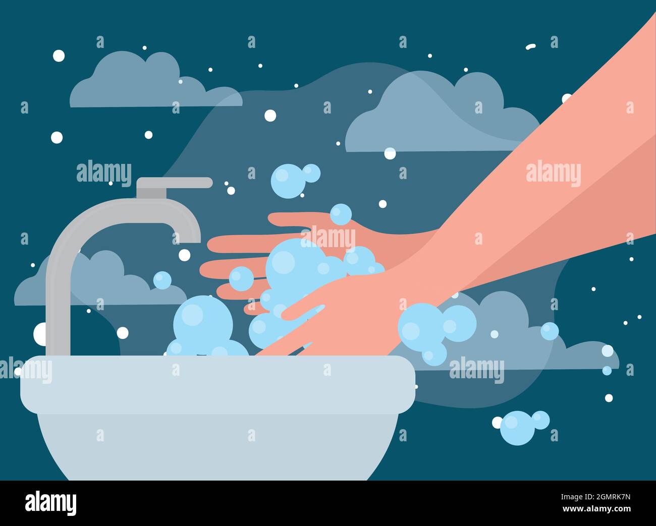 handswashing in washbasin on blue background Stock Vector Image & Art ...