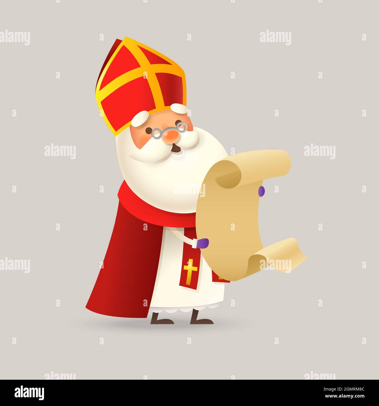 Cute Saint Nicholas or Sinterklaas with lists - vector illustration ...