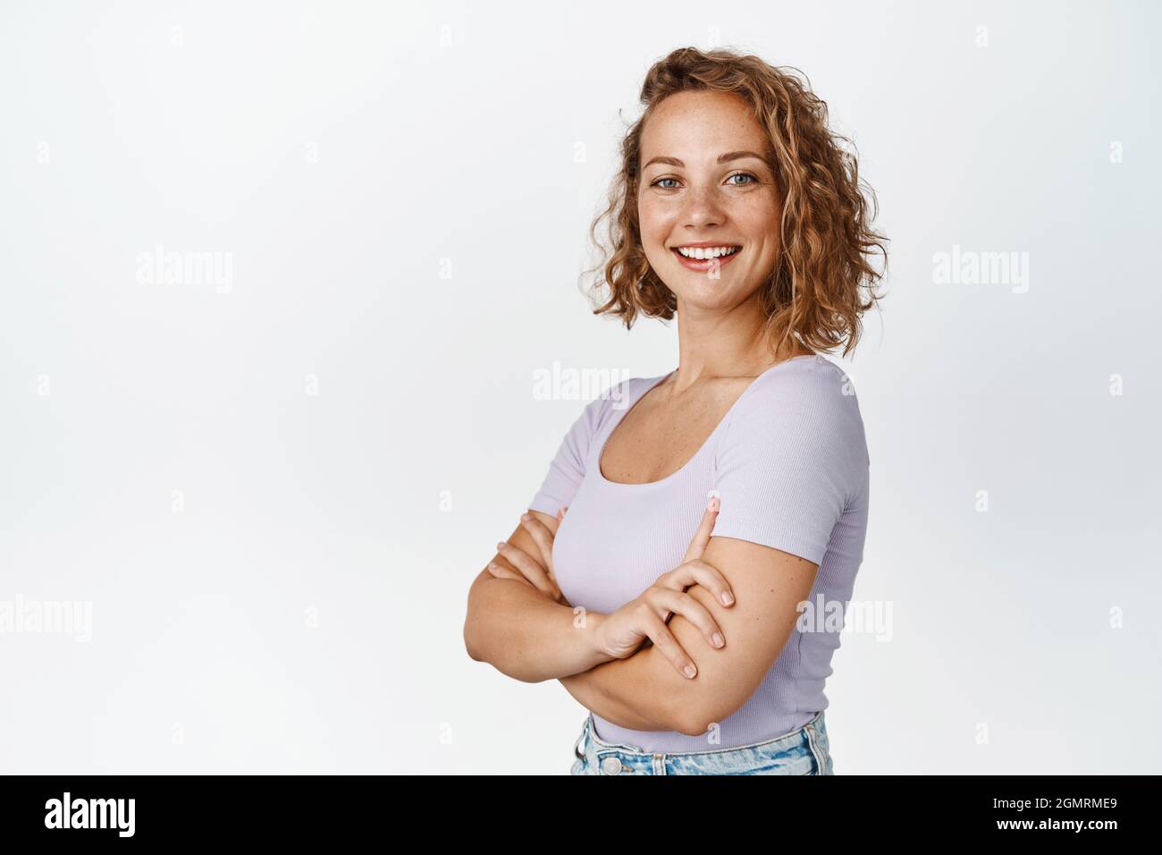 Young and confident female student, smiling girl standing like real ...