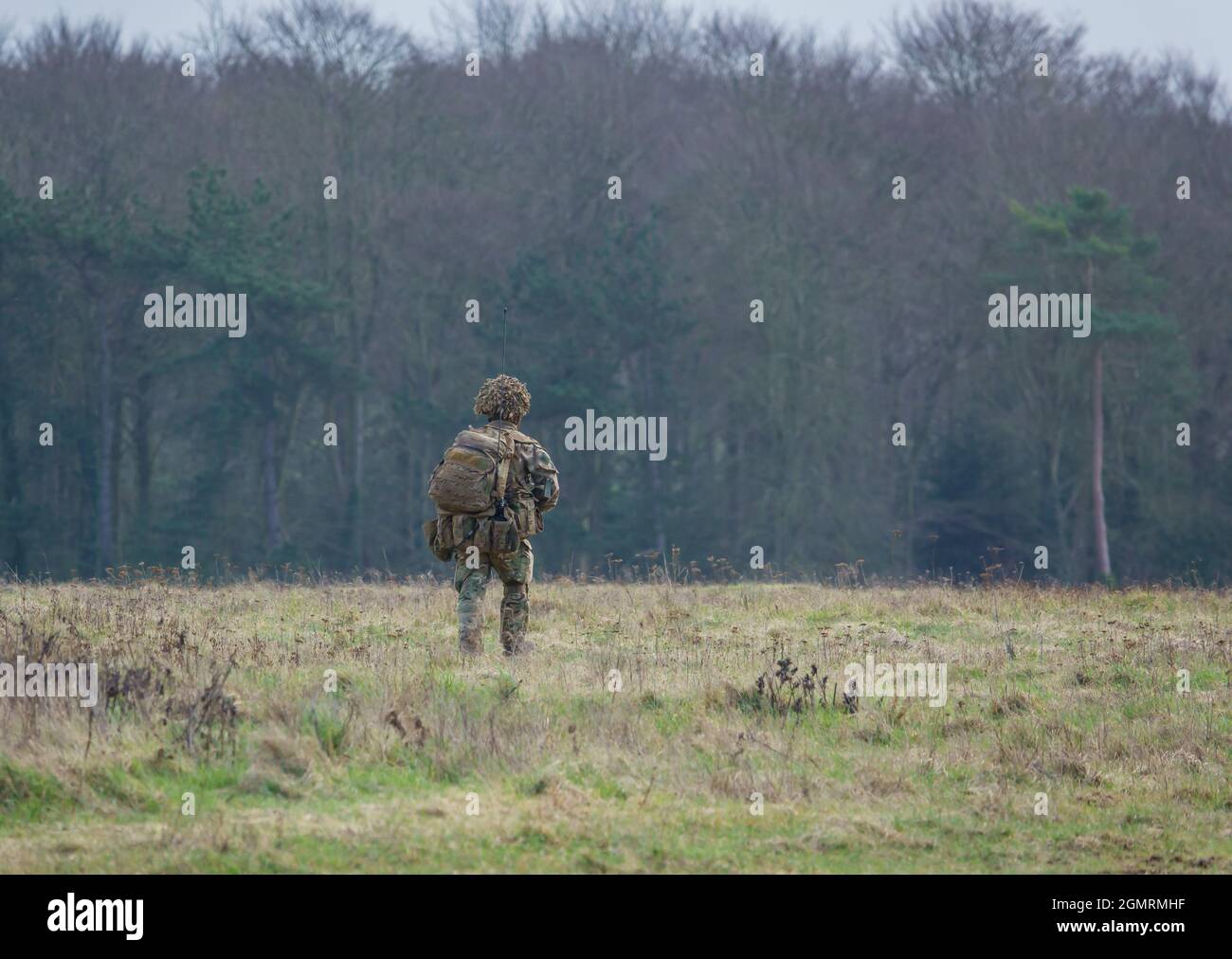 A Royal Gurkha Rifles soldier in full battle gear during a military ...