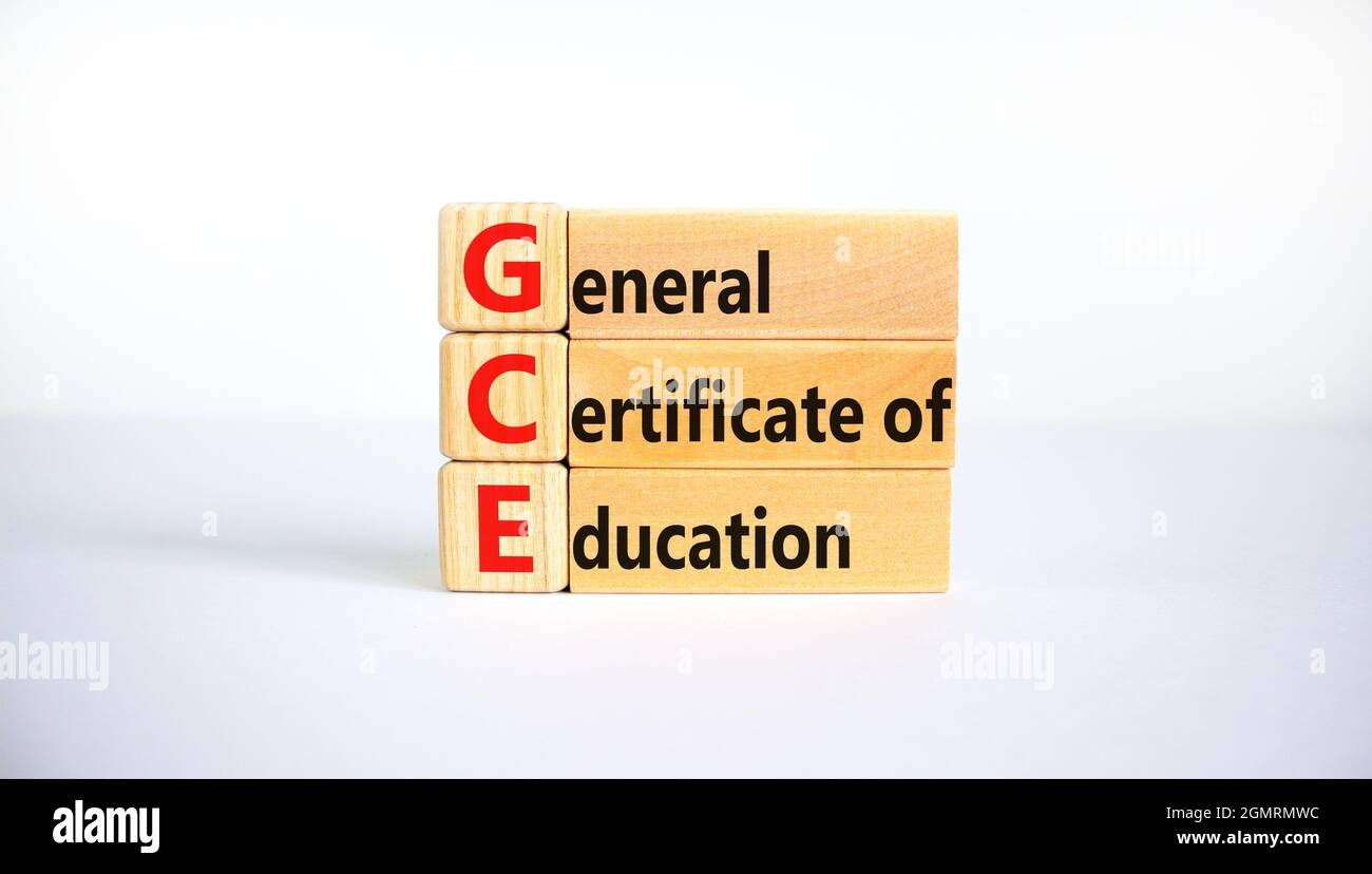 GCE, general certificate of education symbol. Words GCE, general ...