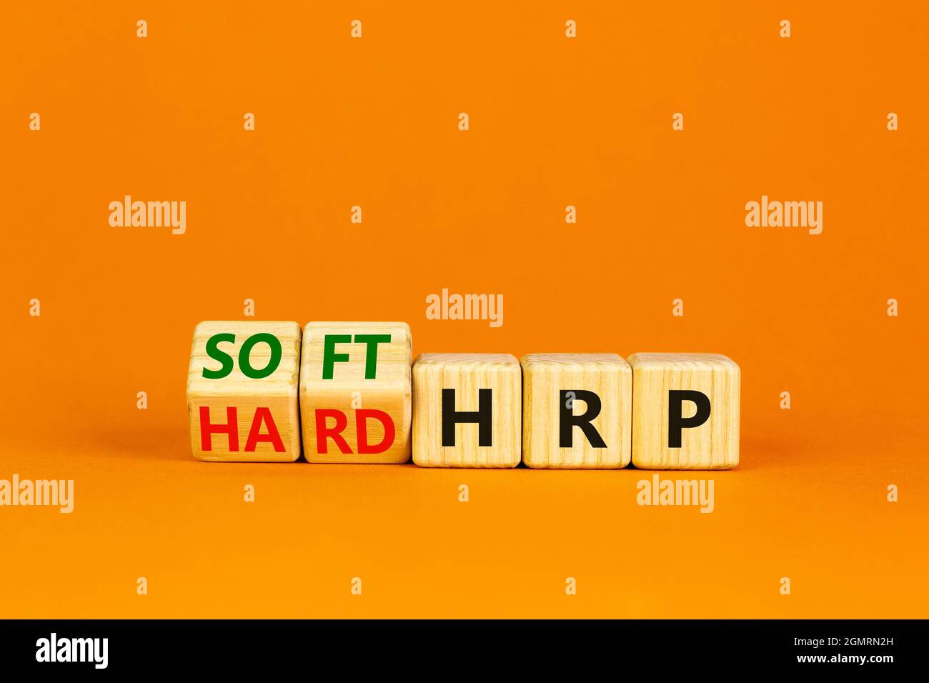 HRP, human resource planning symbol. Turned wooden cubes and changed ...