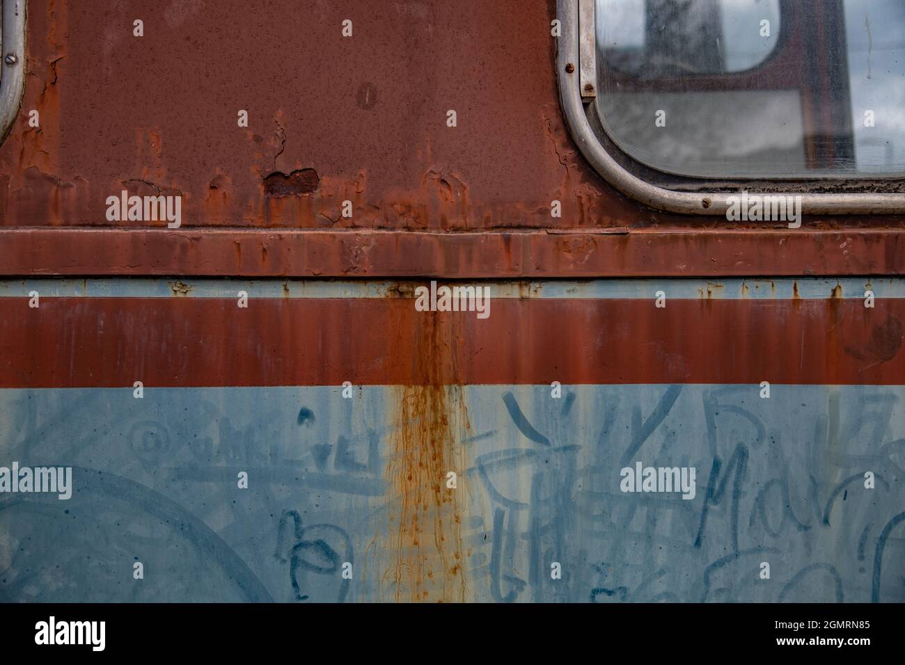 Old rack railway trains in Diakopto Greece Stock Photo - Alamy