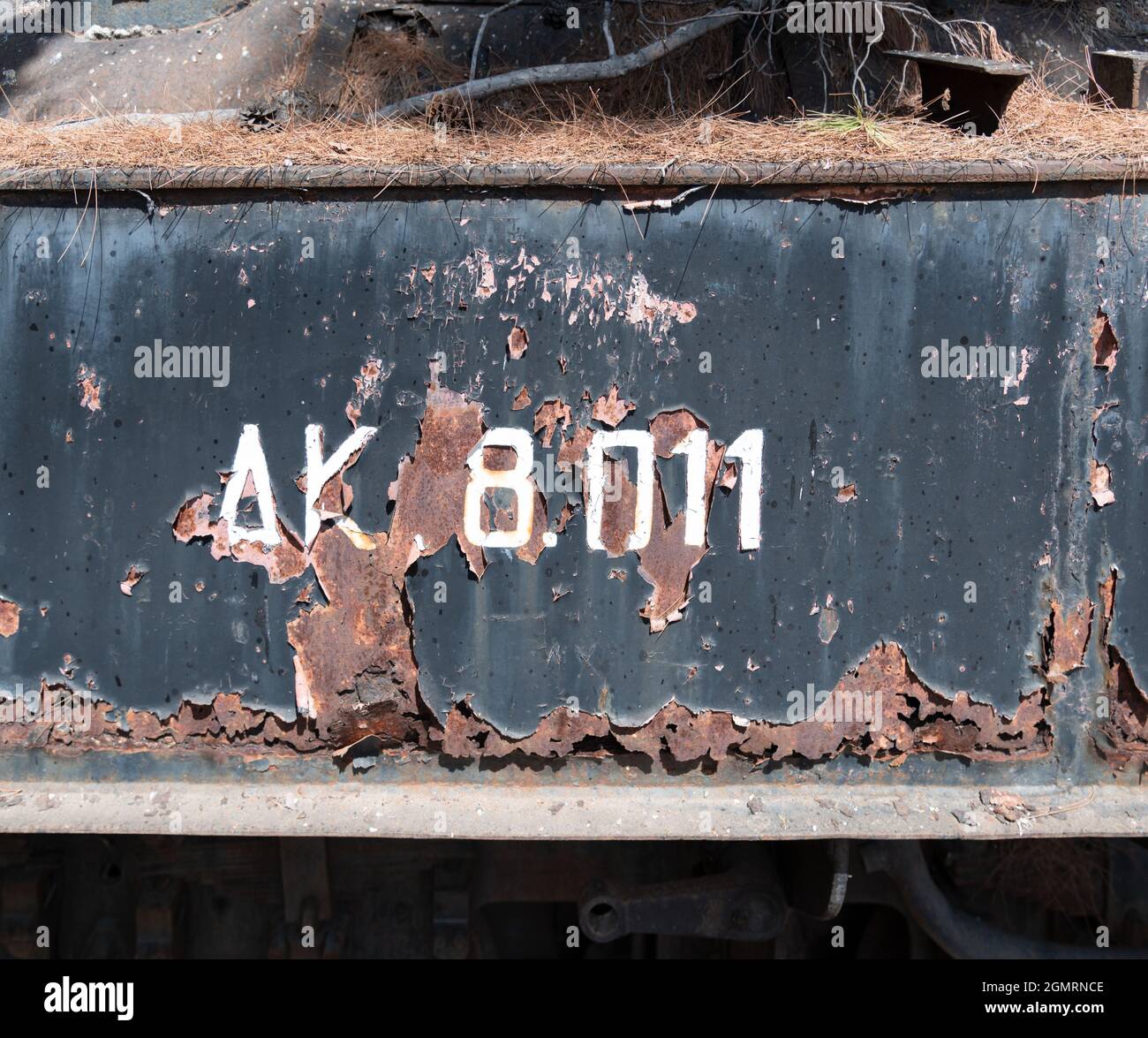 Old rack railway trains in Diakopto Greece Stock Photo - Alamy
