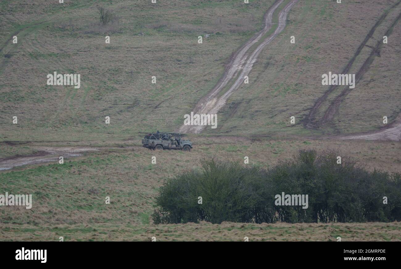 British army utility medium vehicle Land Rover Defender Wolf on a ...