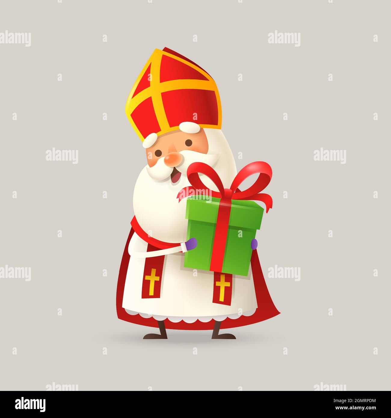 Cute Saint Nicholas or Sinterklaas with gift for you - 3D vector ...