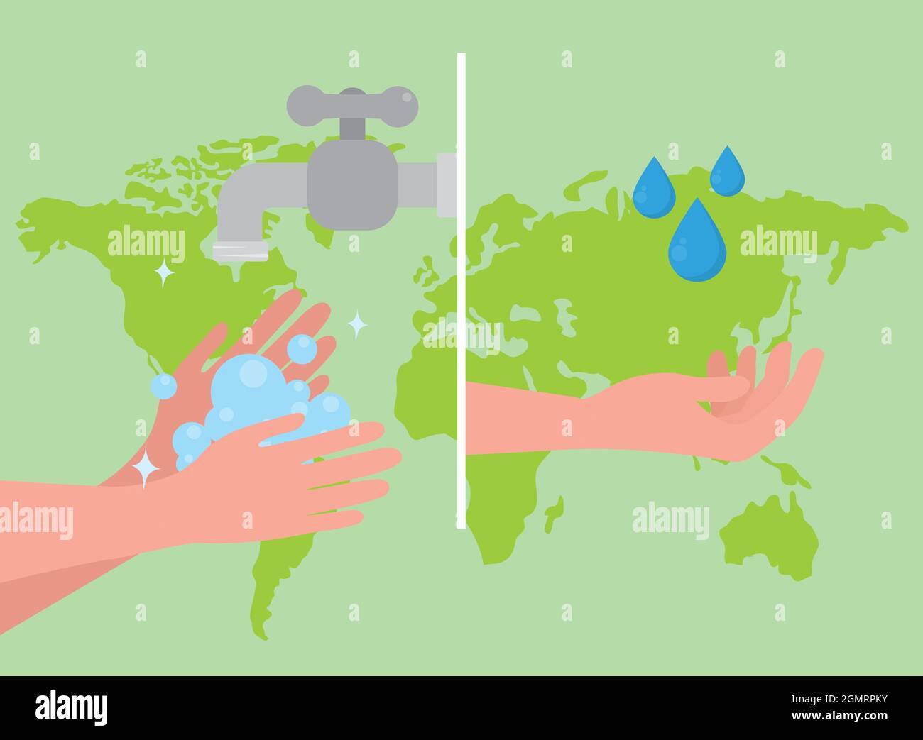 Global handwashing day with hands and world map Stock Vector Image ...