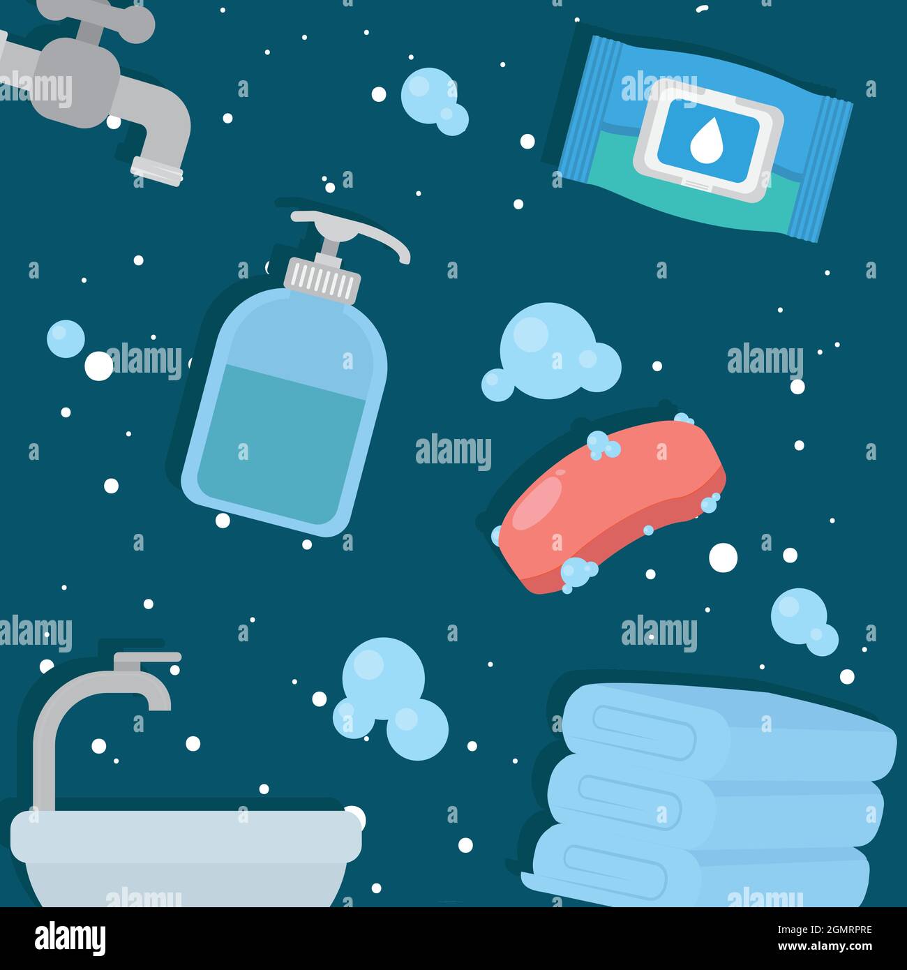 handwashing icon set on blue background Stock Vector Image & Art - Alamy