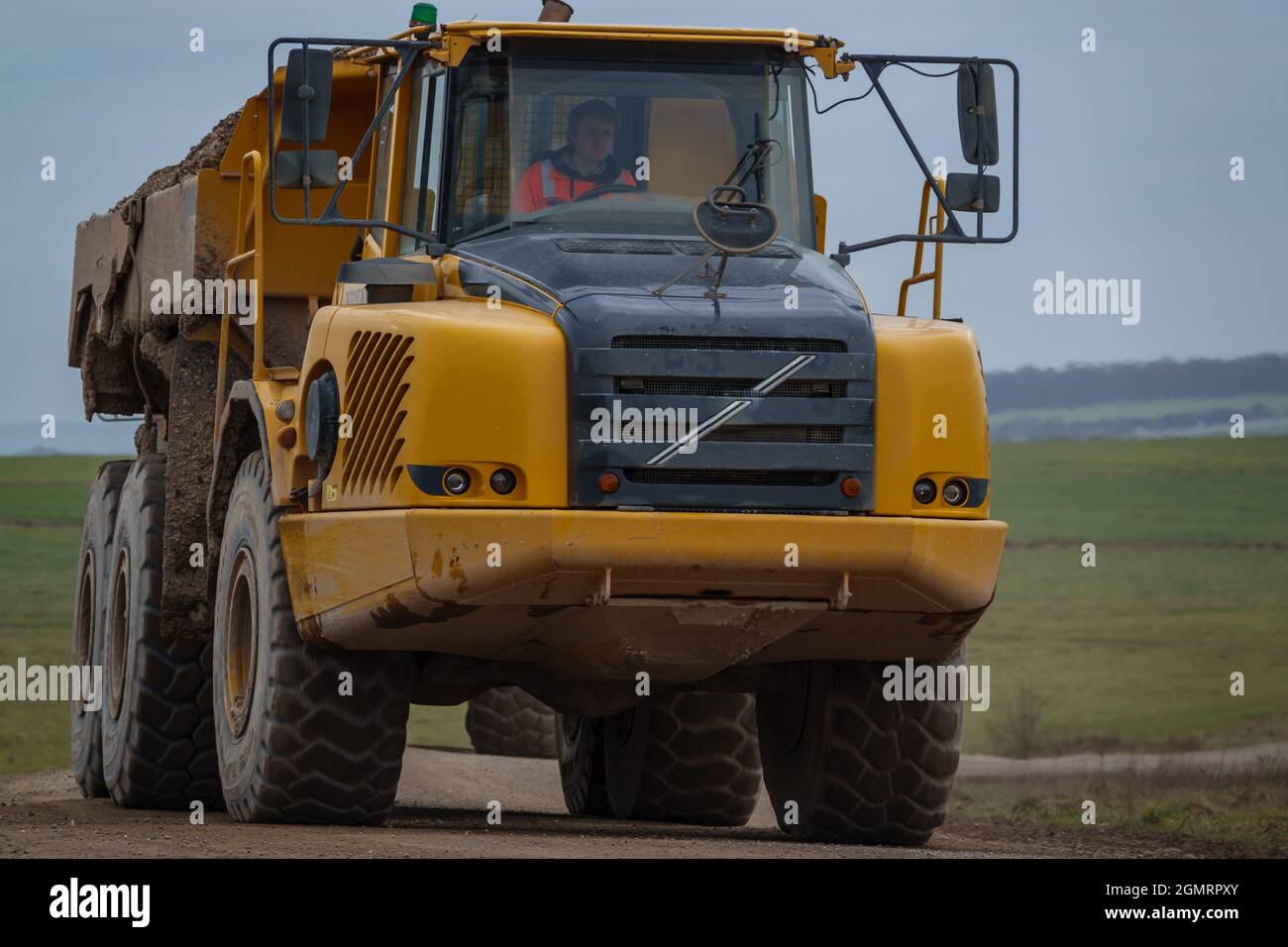 yellow Volvo A40E articulated dump truck earth mover with 25 tonne ...