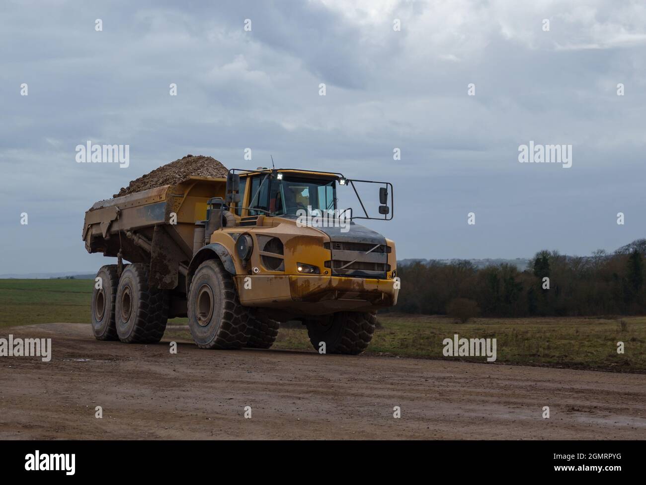 yellow Volvo A40E articulated dump truck earth mover with 25 tonne ...