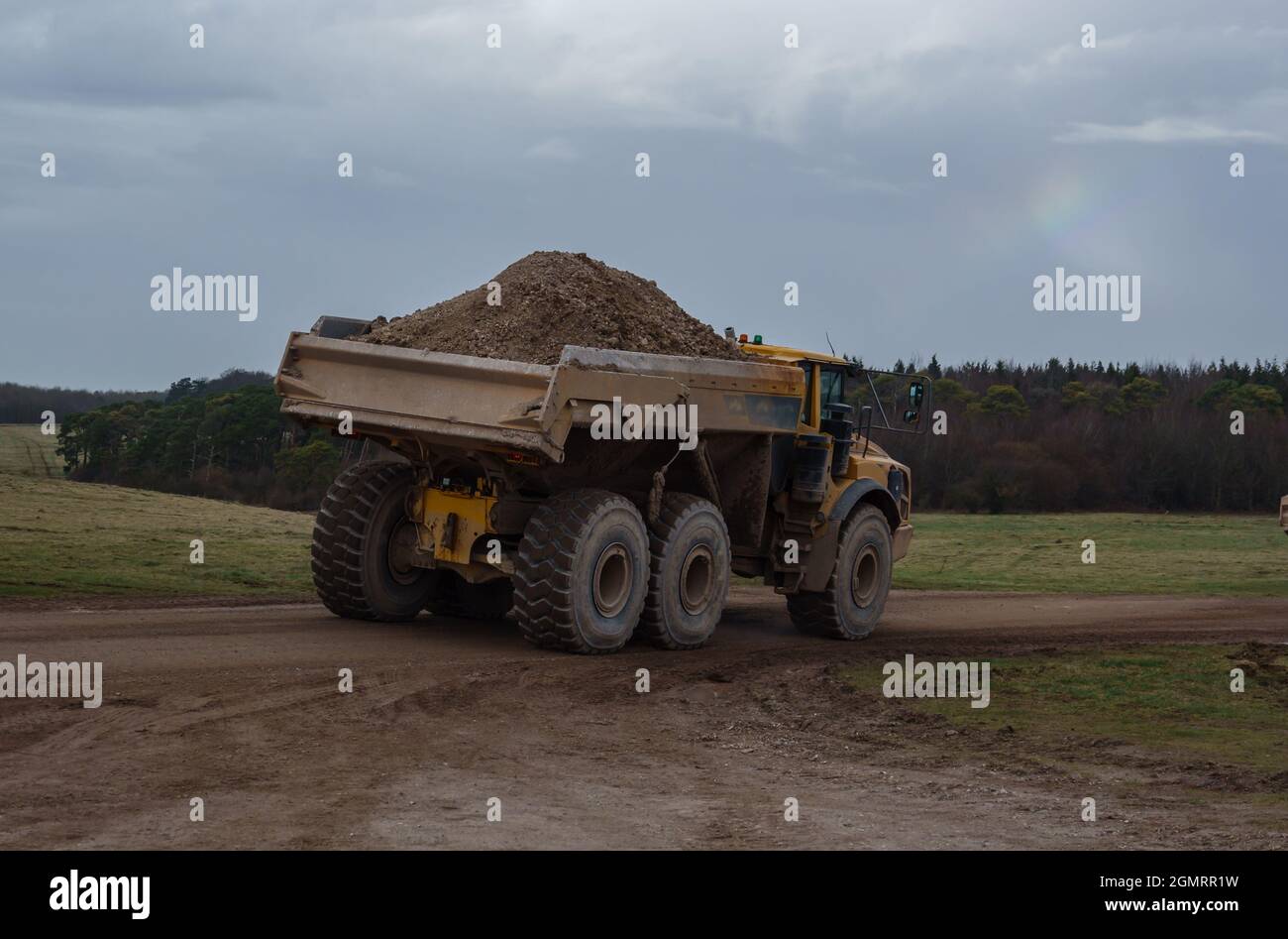 yellow Volvo A40E articulated dump truck earth mover with 25 tonne ...