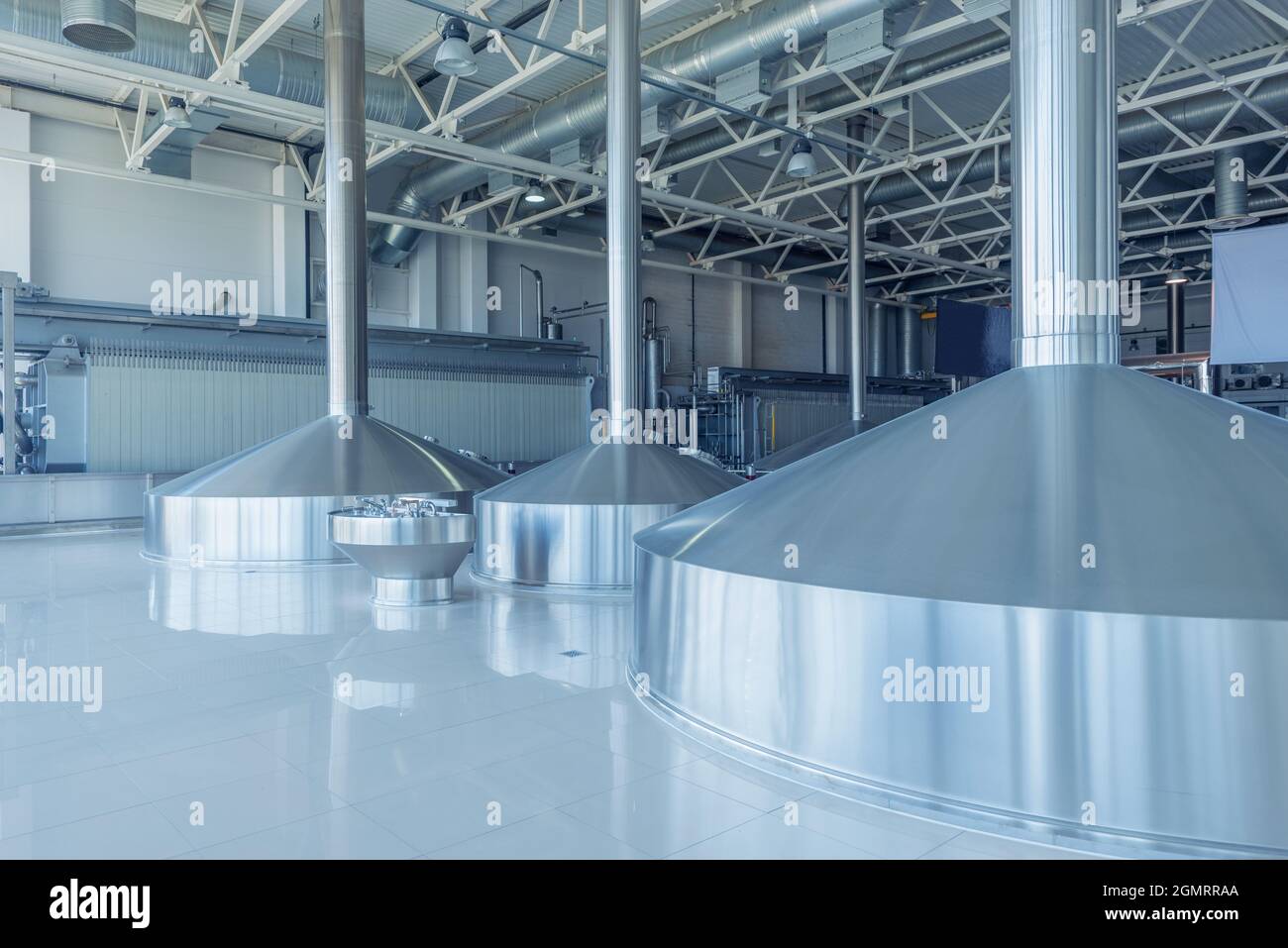 Equipment for brewing beer inside of the plant Stock Photo - Alamy