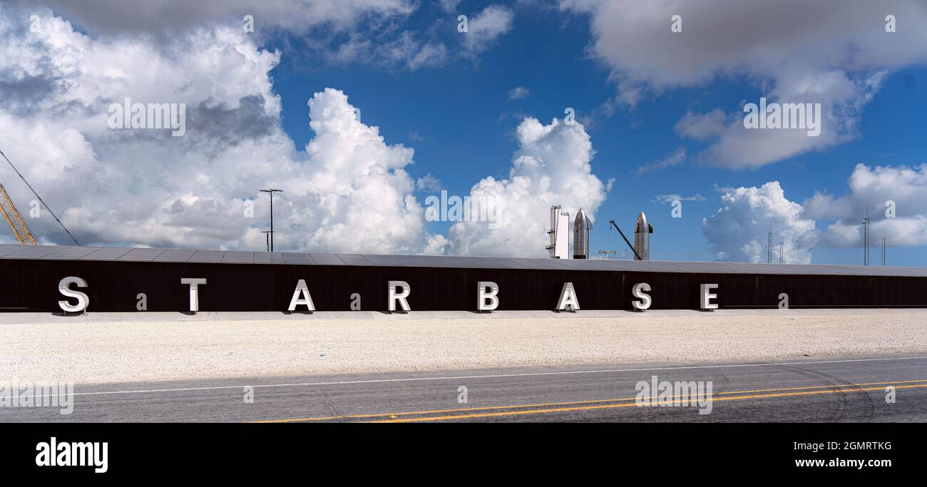 BOCA CHICA, UNITED STATES - Jul 31, 2021: SpaceX Star Base located in ...