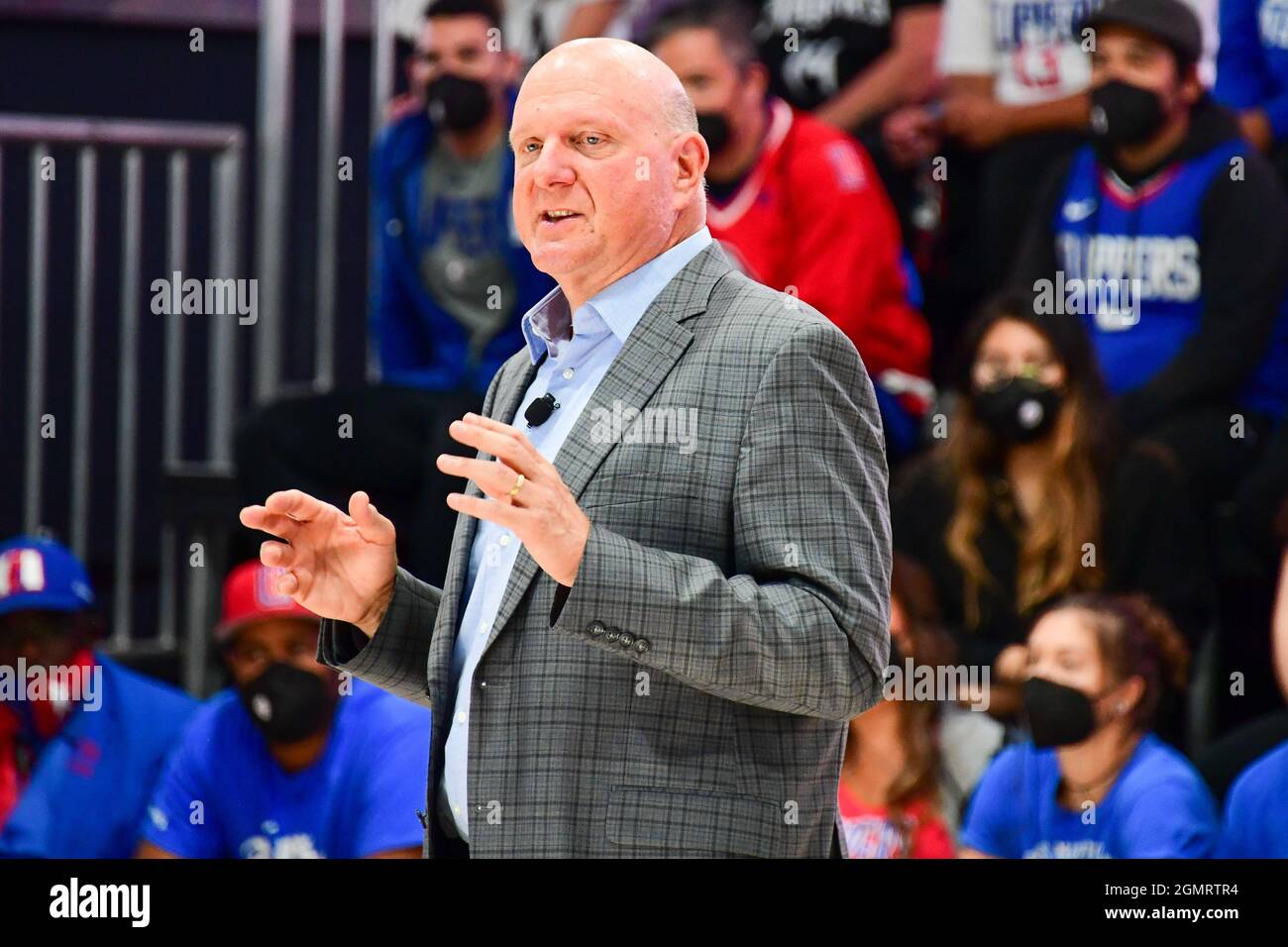 Los Angeles Clippers owner Steve Ballmer speaks during a groundbreaking ...