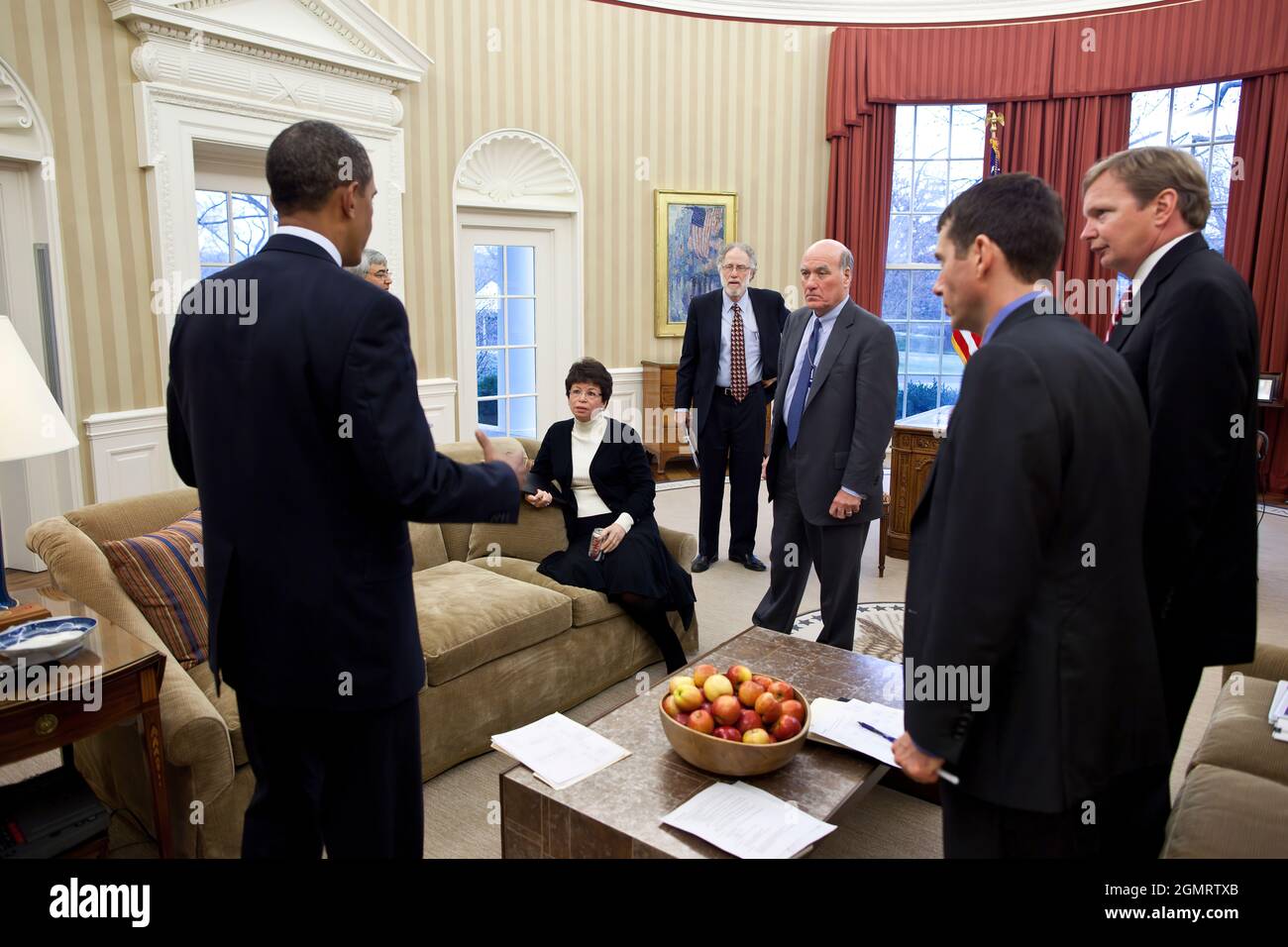 President Barack Obama meets with Senior Advisor Pete Rouse, Senior ...