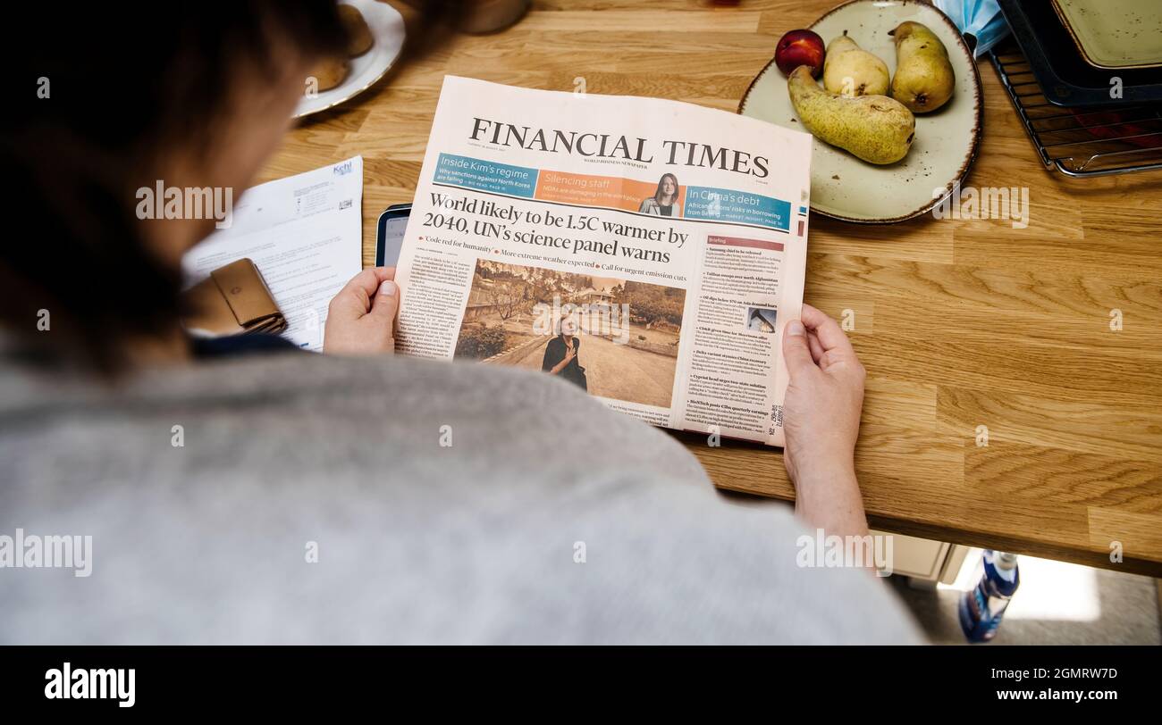 Financial Times newspaper magazine wtih headline cover page main title ...