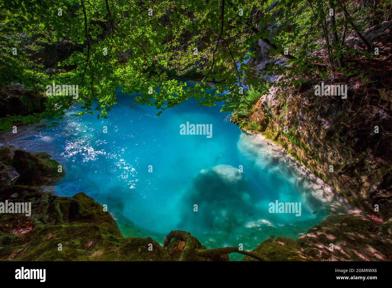 Urederra river. Natural park of Urbasa y Andia. Navarra, Spain Stock ...