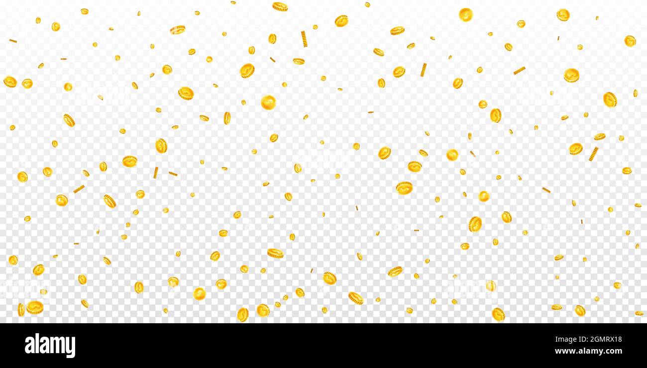 American dollar coins falling. Gorgeous scattered USD coins. USA money ...