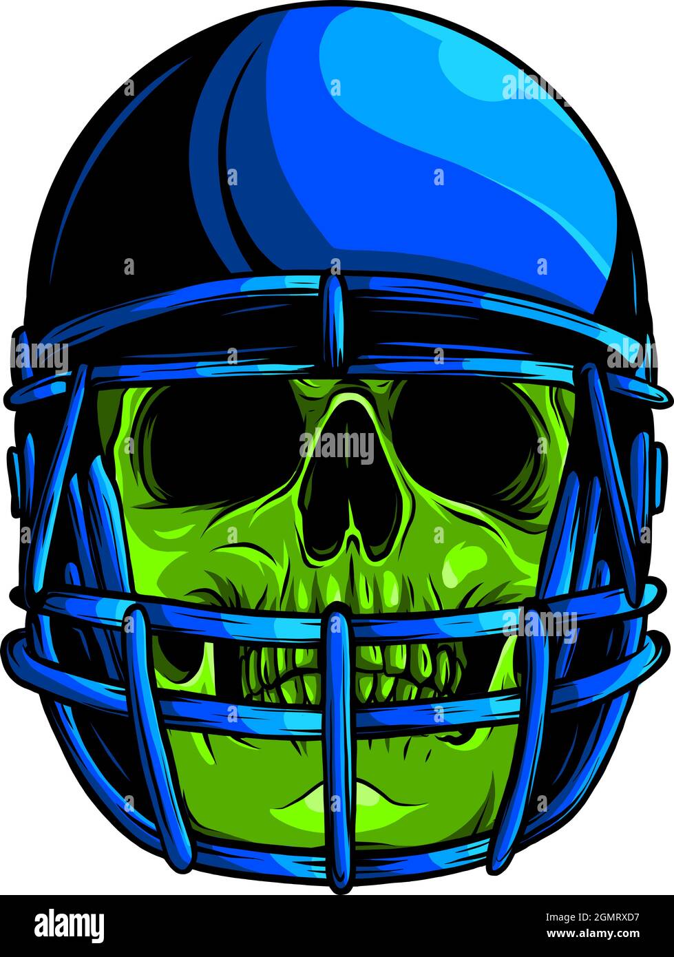 vector illustration of football player skull design Stock Vector Image ...