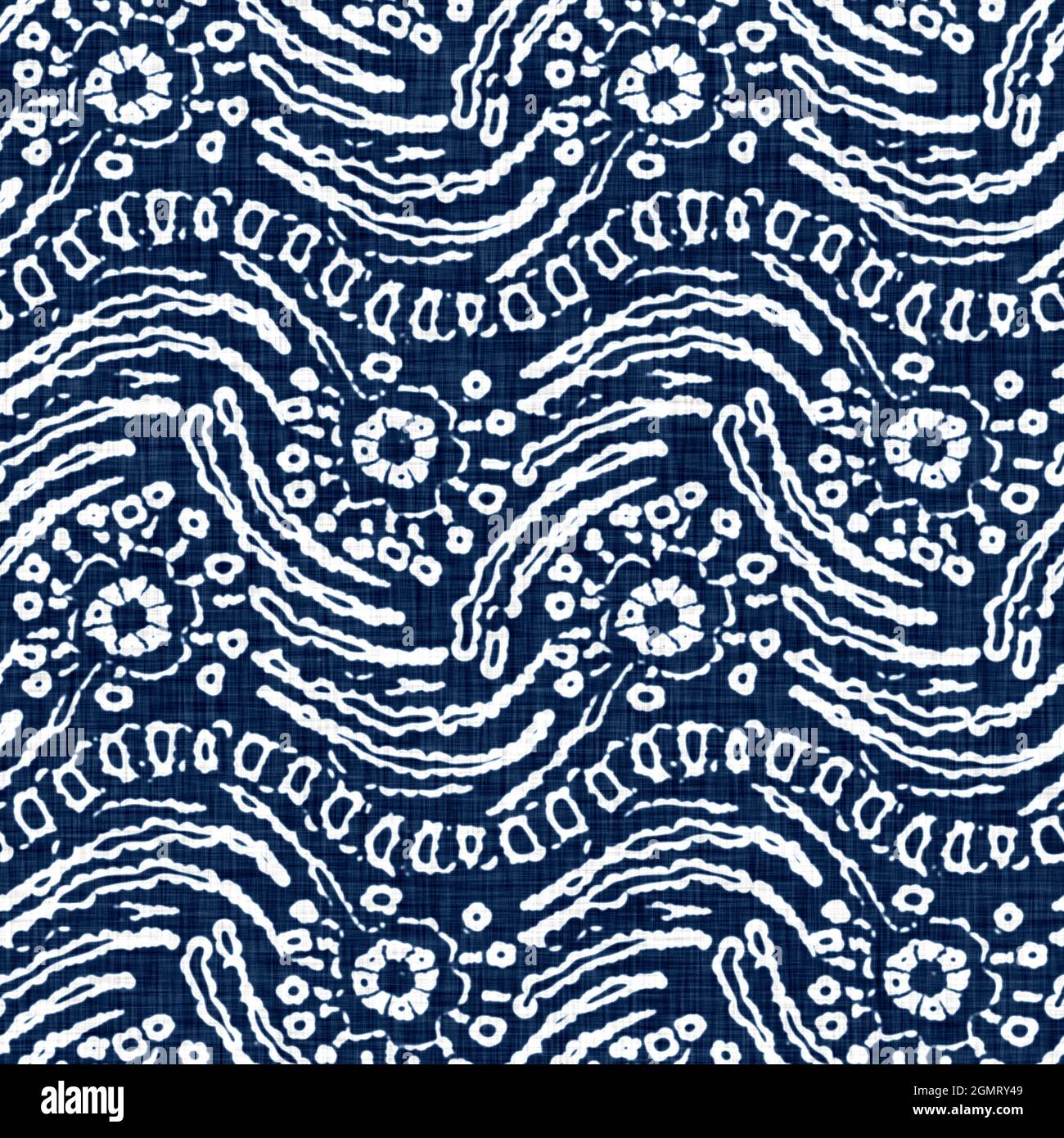 Acid wash blue jean effect texture with decorative linen floral motif ...