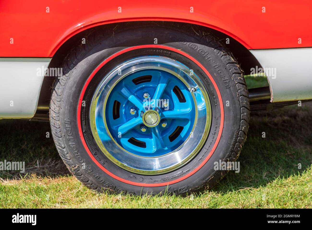 Grosse Pointe Shores, Michigan - The wheel of a 1969 AMC Hurst SC ...