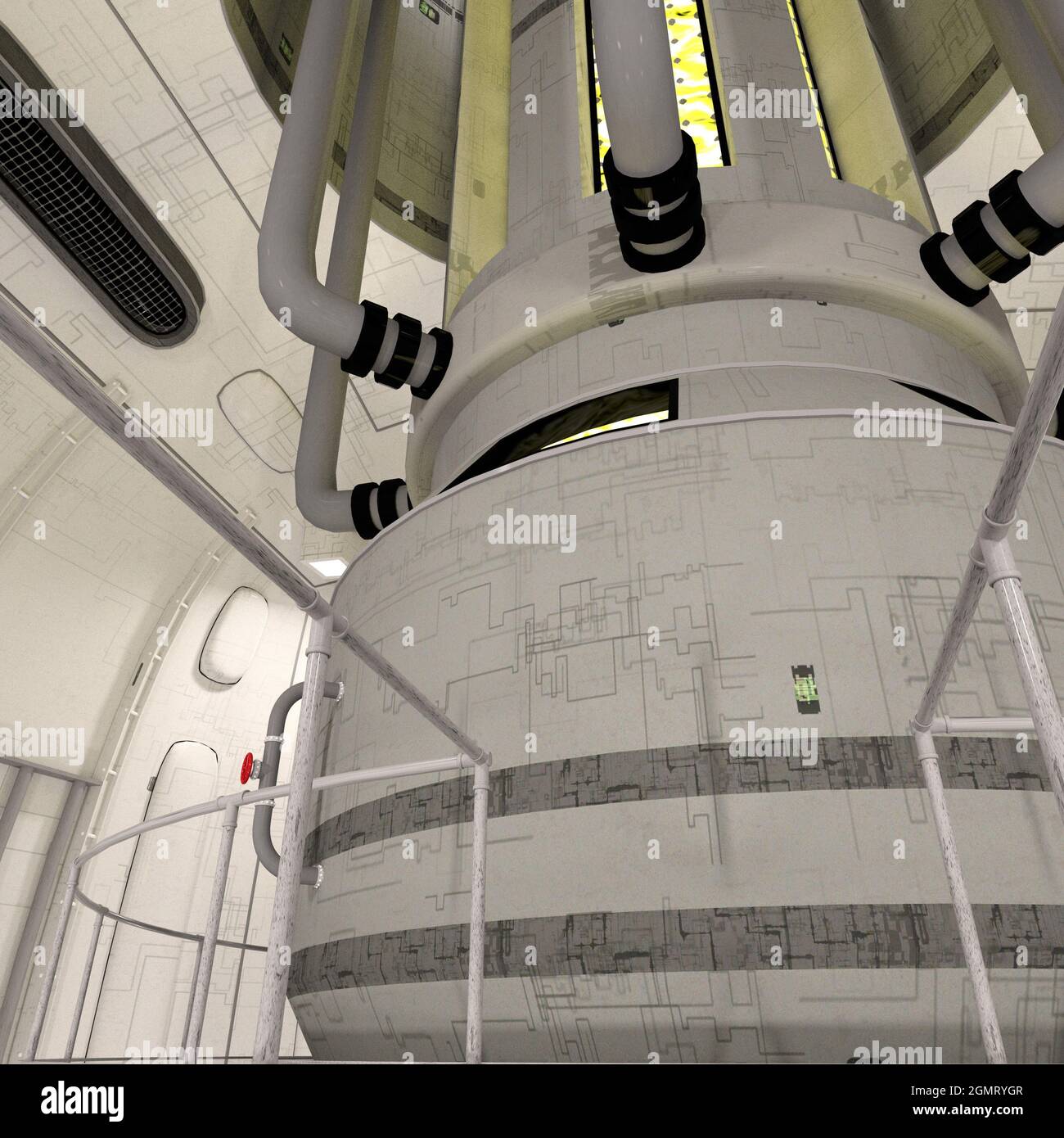 3D-illustration of an reactor room in a science fiction starship Stock ...