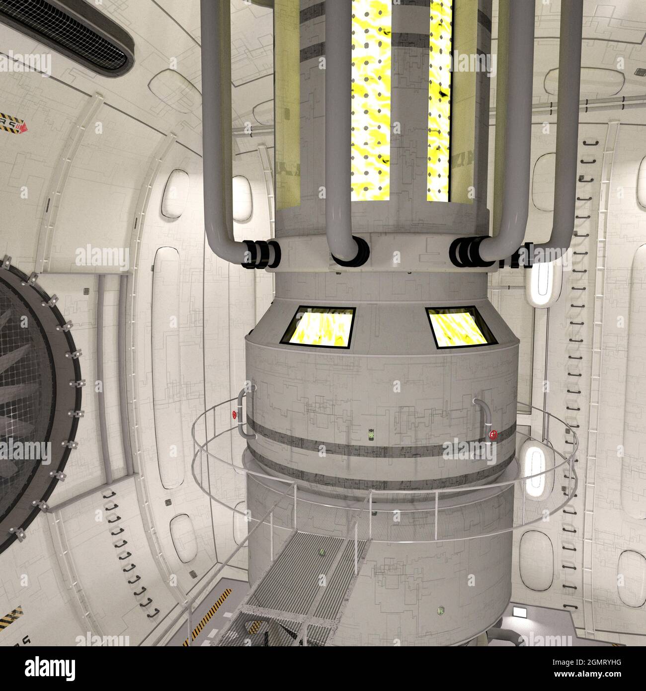 3D-illustration of an reactor room in a science fiction starship Stock ...