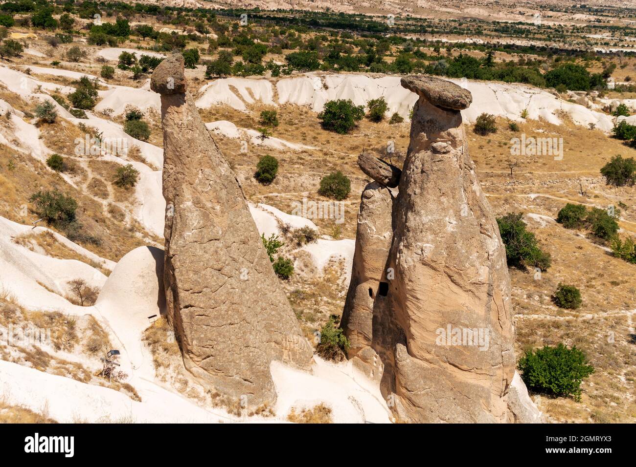 Three beauties (uc guzeller), Nevsehir Rock hills in Cappadocia, fairy ...