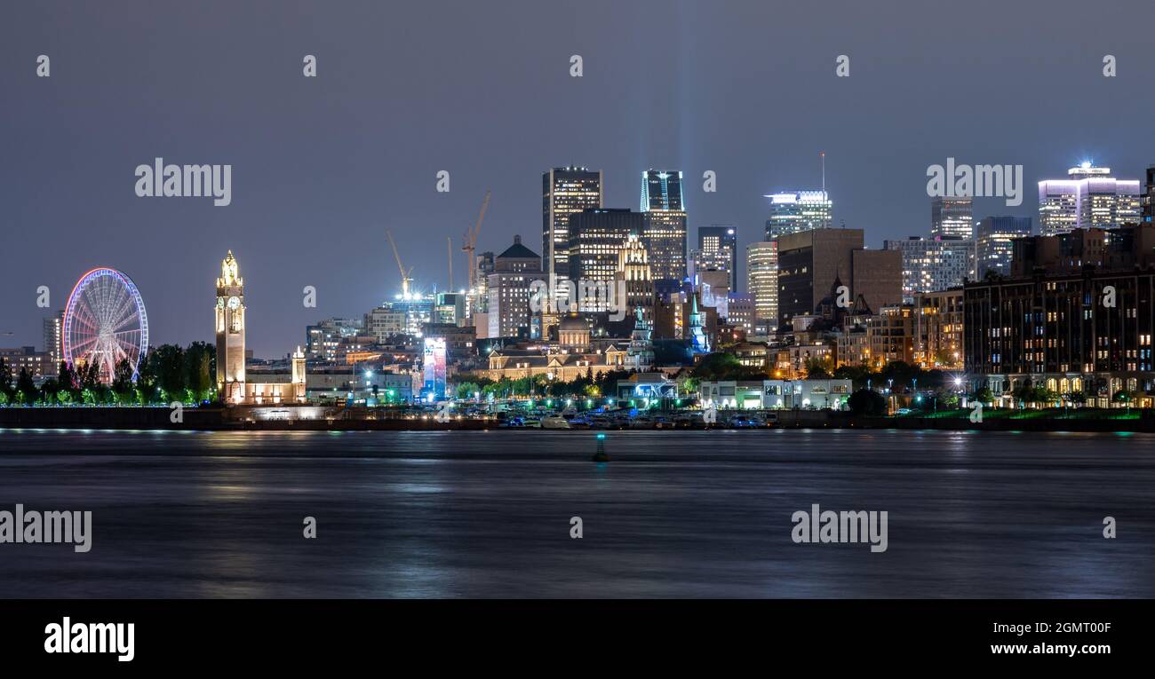 View of downtown Montreal city skyline and Saint Lawrence River at ...
