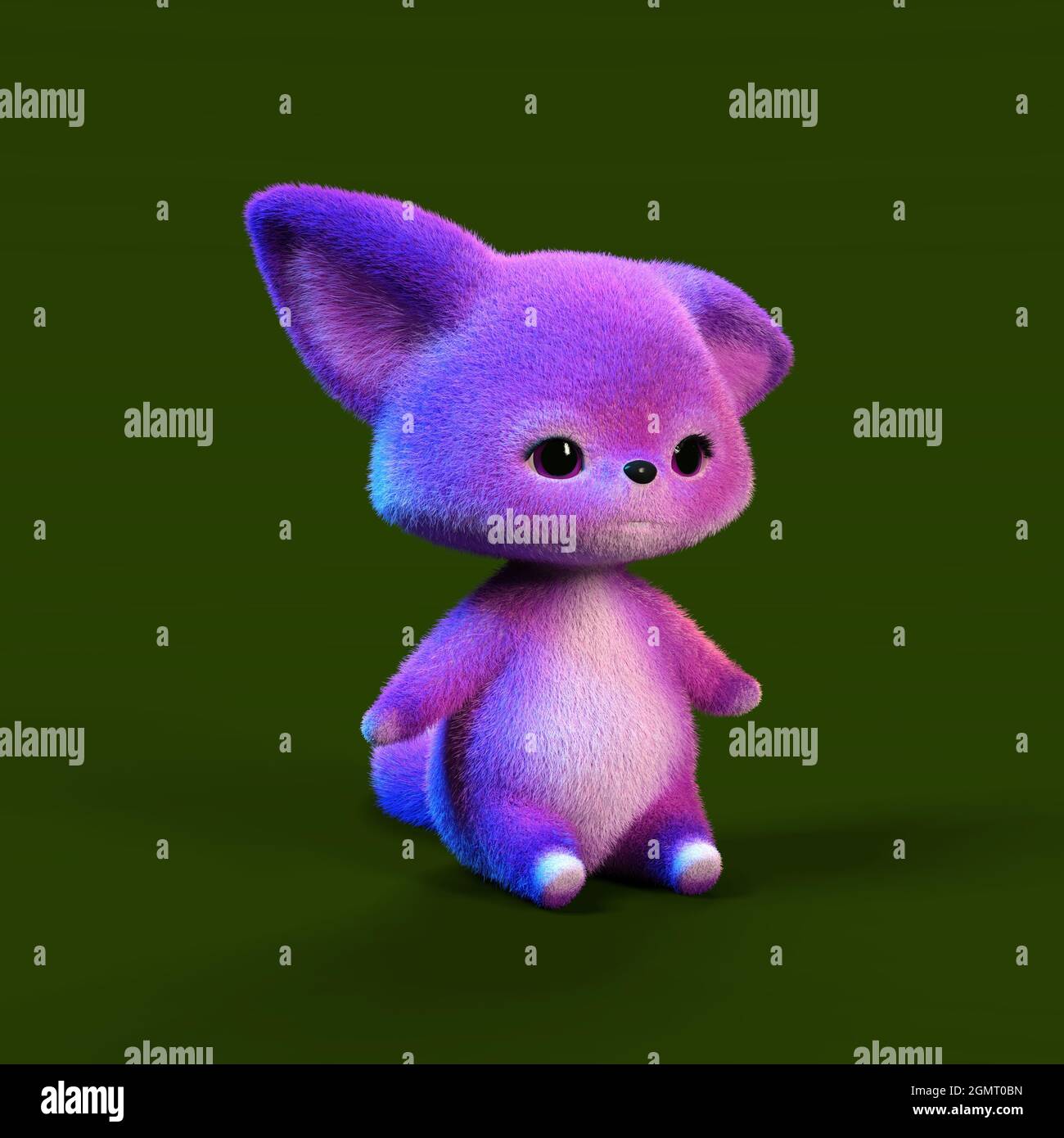 3D-illustration of a cute and funny pink cartoon fox. isolated ...