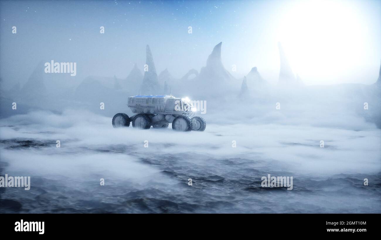 Rover on alien planet. Mars surface. 3d rendering Stock Photo - Alamy