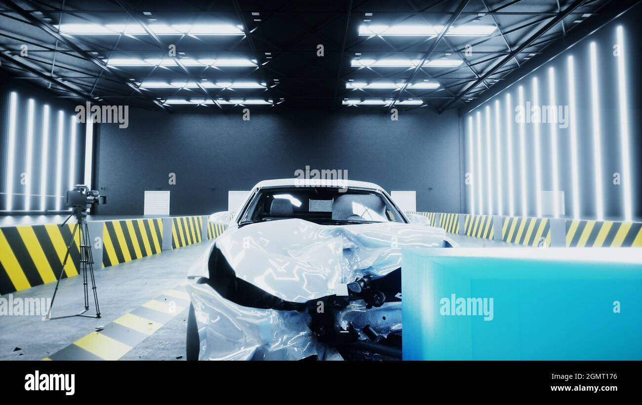 Generic 3d car crash test. Car destruction. 3d rendering Stock Photo ...