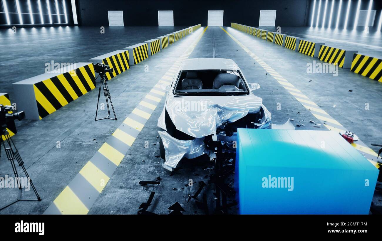 Generic 3d car crash test. Car destruction. 3d rendering Stock Photo ...