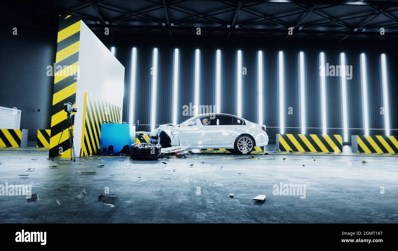 Generic 3d car crash test. Car destruction. 3d rendering Stock Photo ...