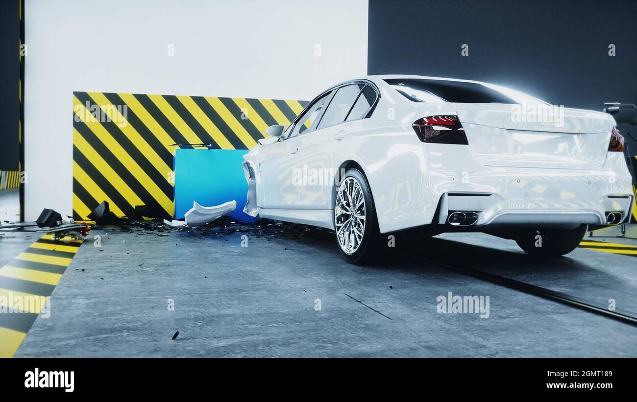 Generic 3d car crash test. Car destruction. 3d rendering Stock Photo ...