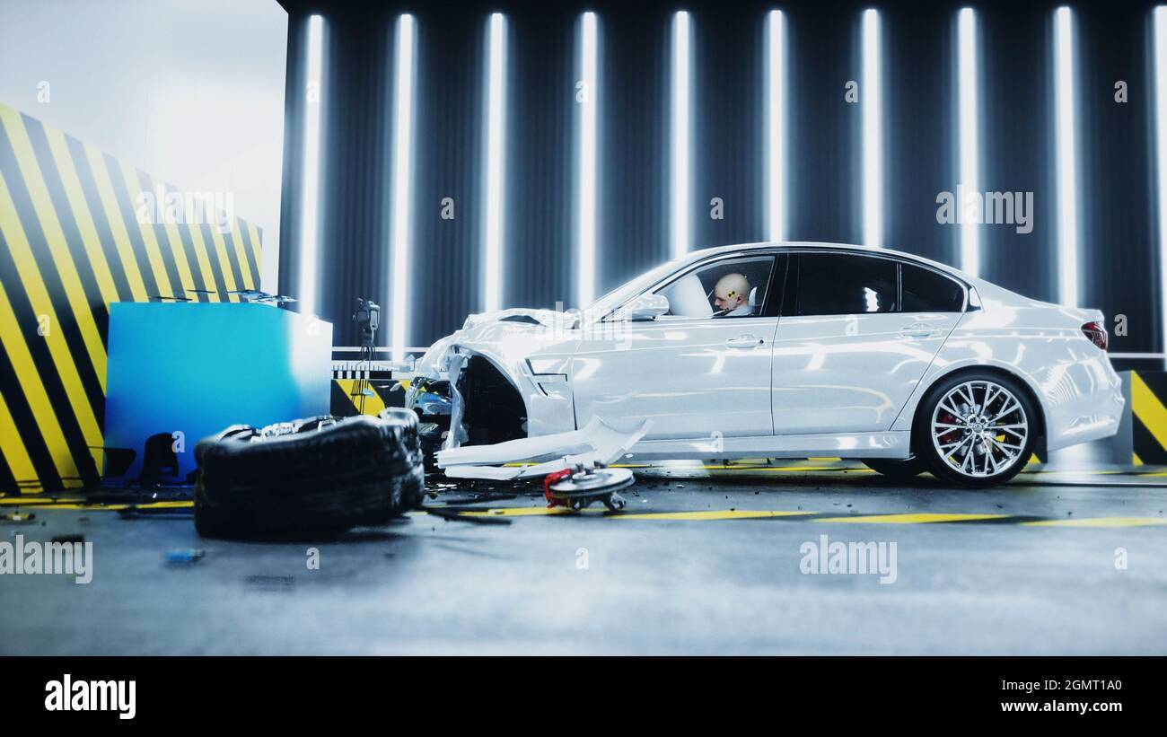 Generic 3d car crash test. Car destruction. 3d rendering Stock Photo ...