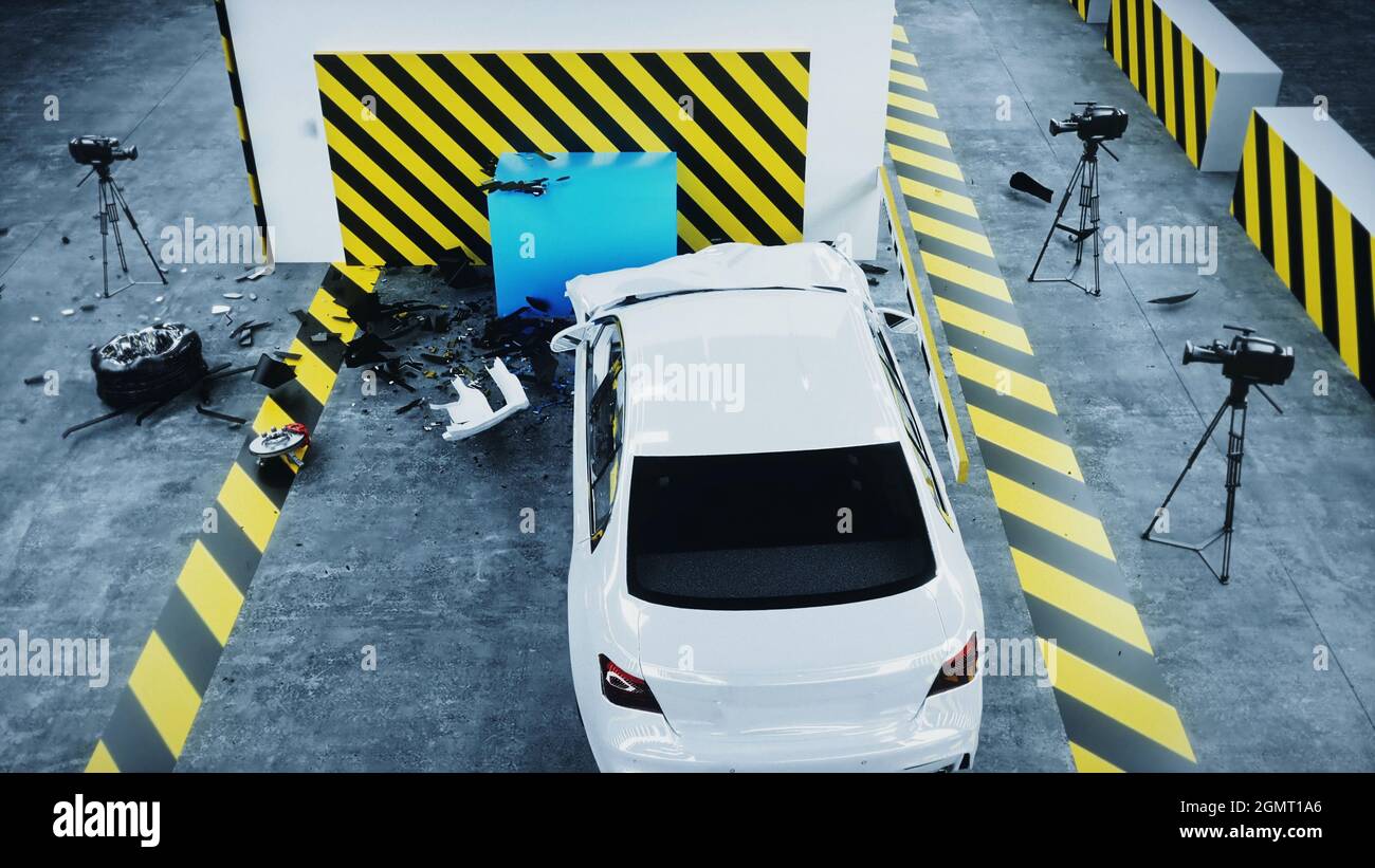 Generic 3d car crash test. Car destruction. 3d rendering Stock Photo ...