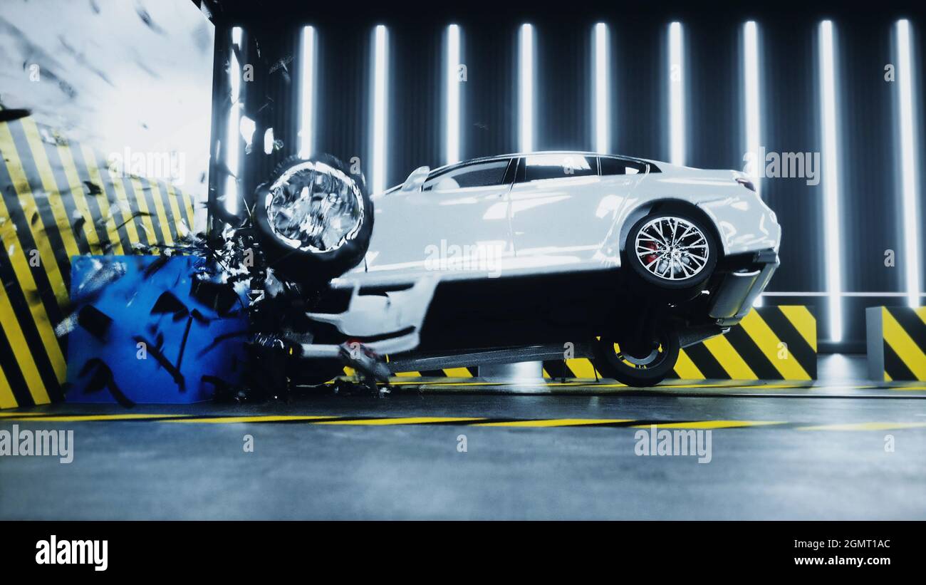Generic 3d car crash test. Car destruction. 3d rendering Stock Photo ...
