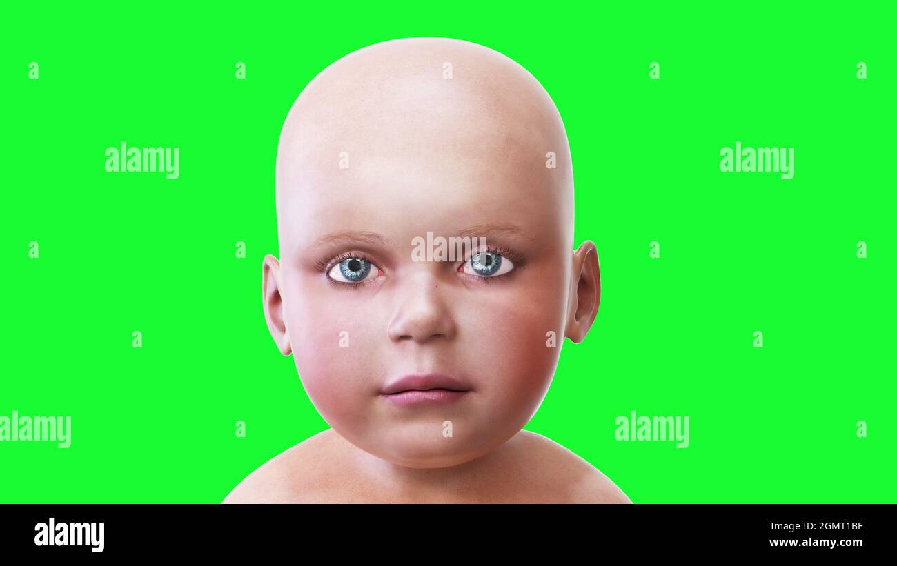 Funny baby, children. Green screen 3d rendering Stock Photo - Alamy