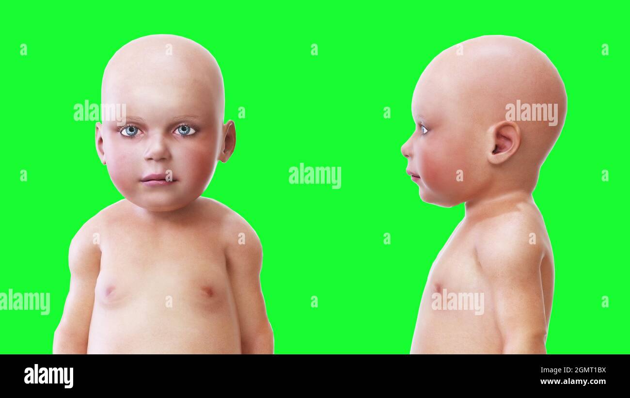 Funny baby, children. Green screen 3d rendering Stock Photo - Alamy