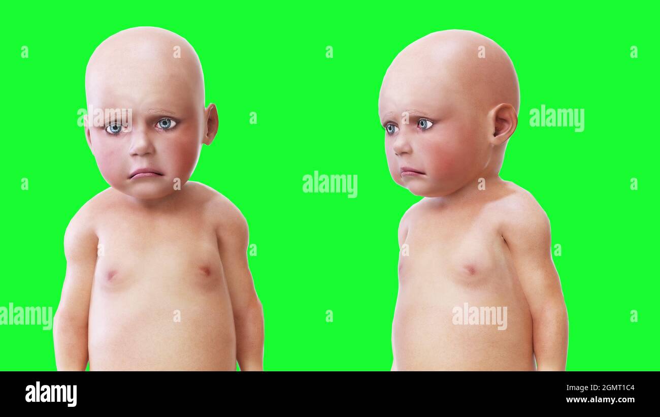 Sad baby, children. Green screen 3d rendering Stock Photo - Alamy